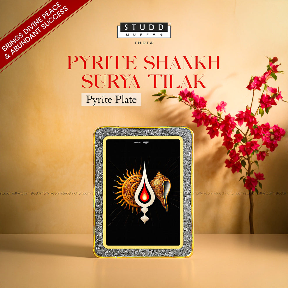 Pyrite Shankh Surya Tilak Plate [Rectangle Plate] – studdmuffynlife